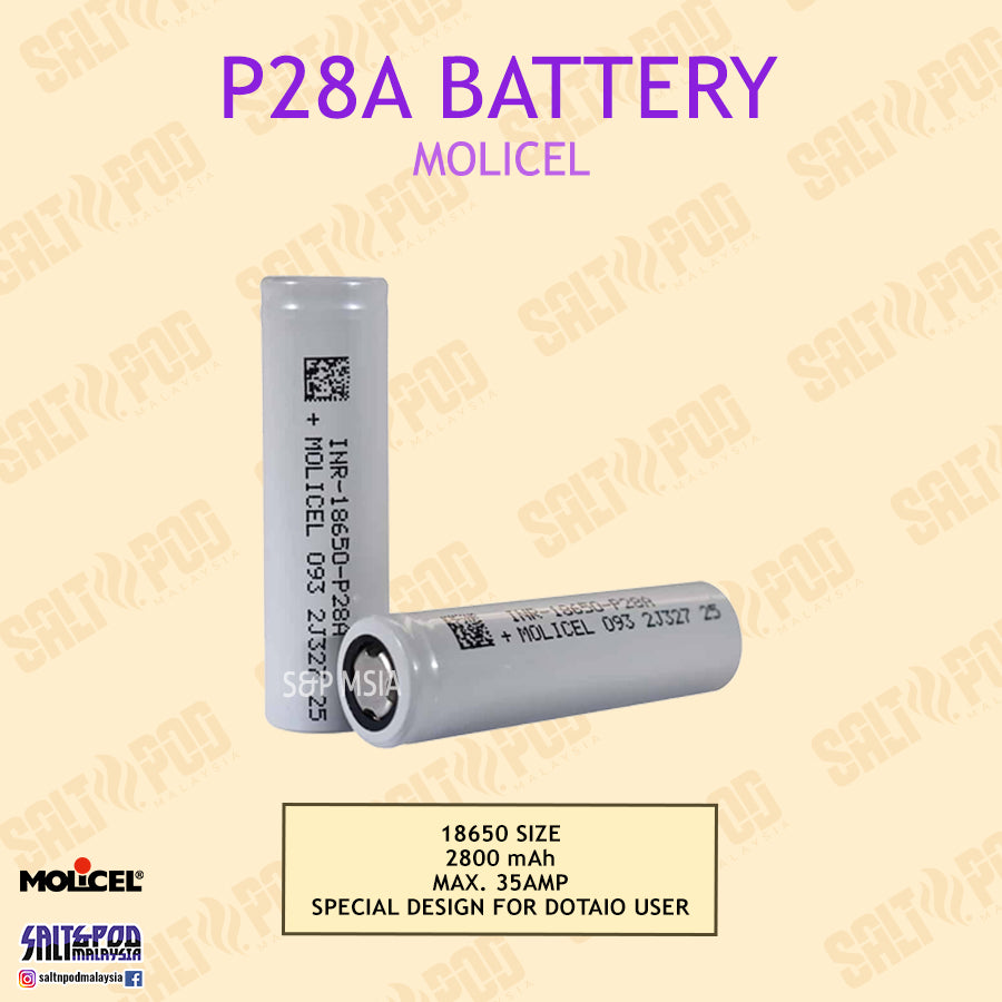 MOLICEL : P28A 2800 mAh BATTERY 18650 SIZE – S&P MY