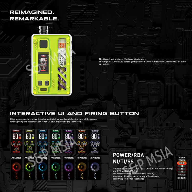 RINCOE : MANTO AIO ULTRA RTA KIT 80W POD MOD – S&P MY