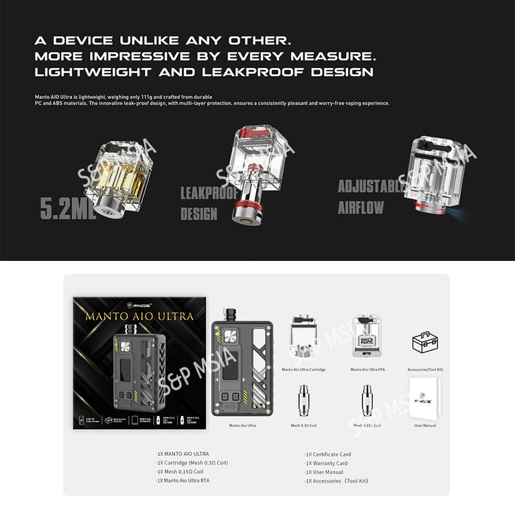 RINCOE : MANTO AIO ULTRA RTA KIT 80W POD MOD – Salt & Pod Malaysia