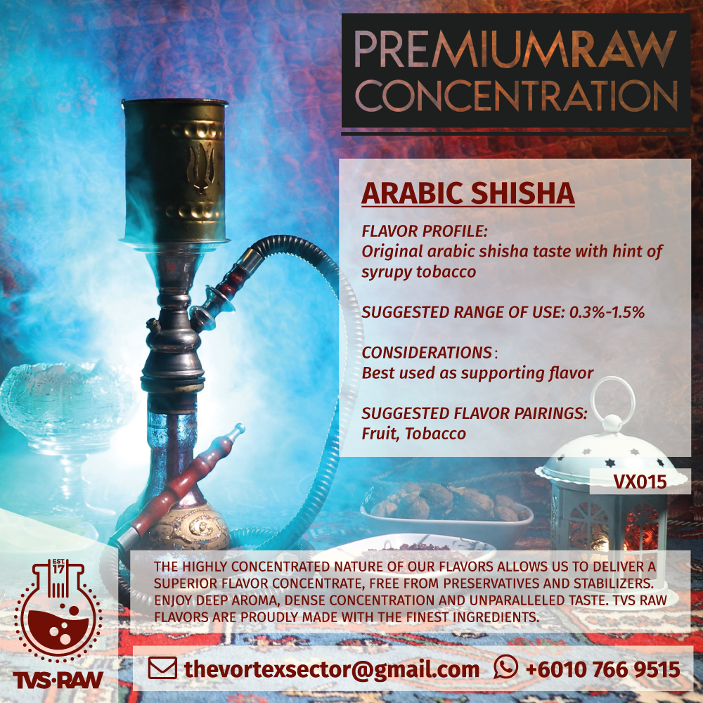 CONCENTRATE RAW : VX015 ARABIC SHISHA – Salt & Pod Malaysia