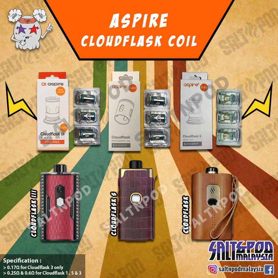 ASPIRE : CLOUDFLASK COIL CLOUDFLASK S OCC CLOUDFLASK 3 – Salt & Pod ...